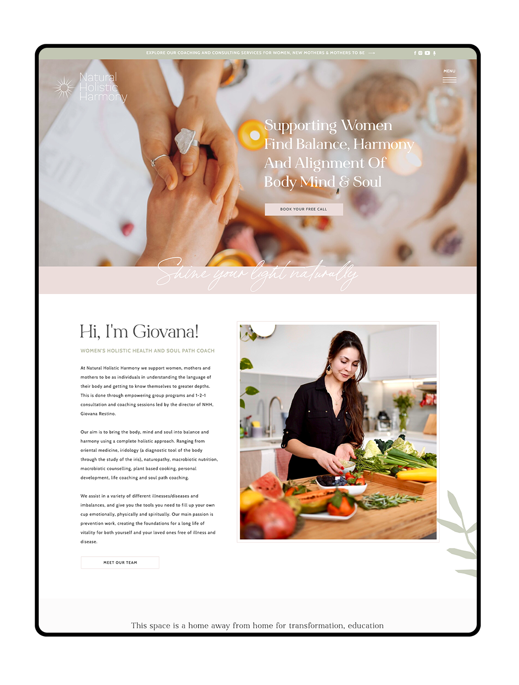 Showit Wellness Coach Website Design for Natural Holistic Harmony ...