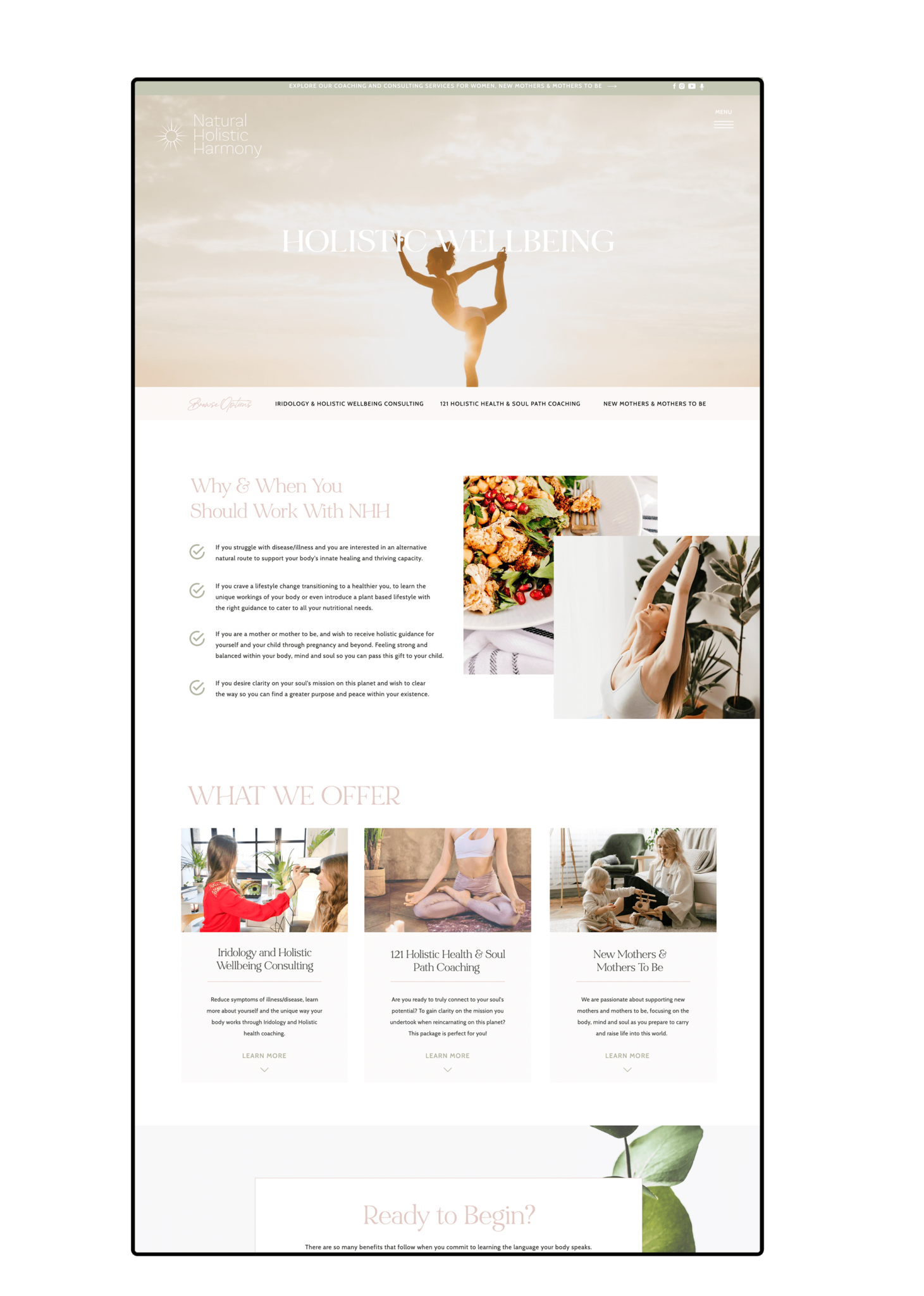 Health Coach Website for Natural Holistic Harmony | Create with Danielle
