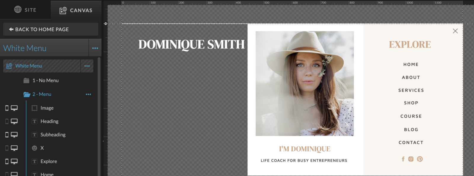 How to Create a Pop Out Menu in Showit | CWD