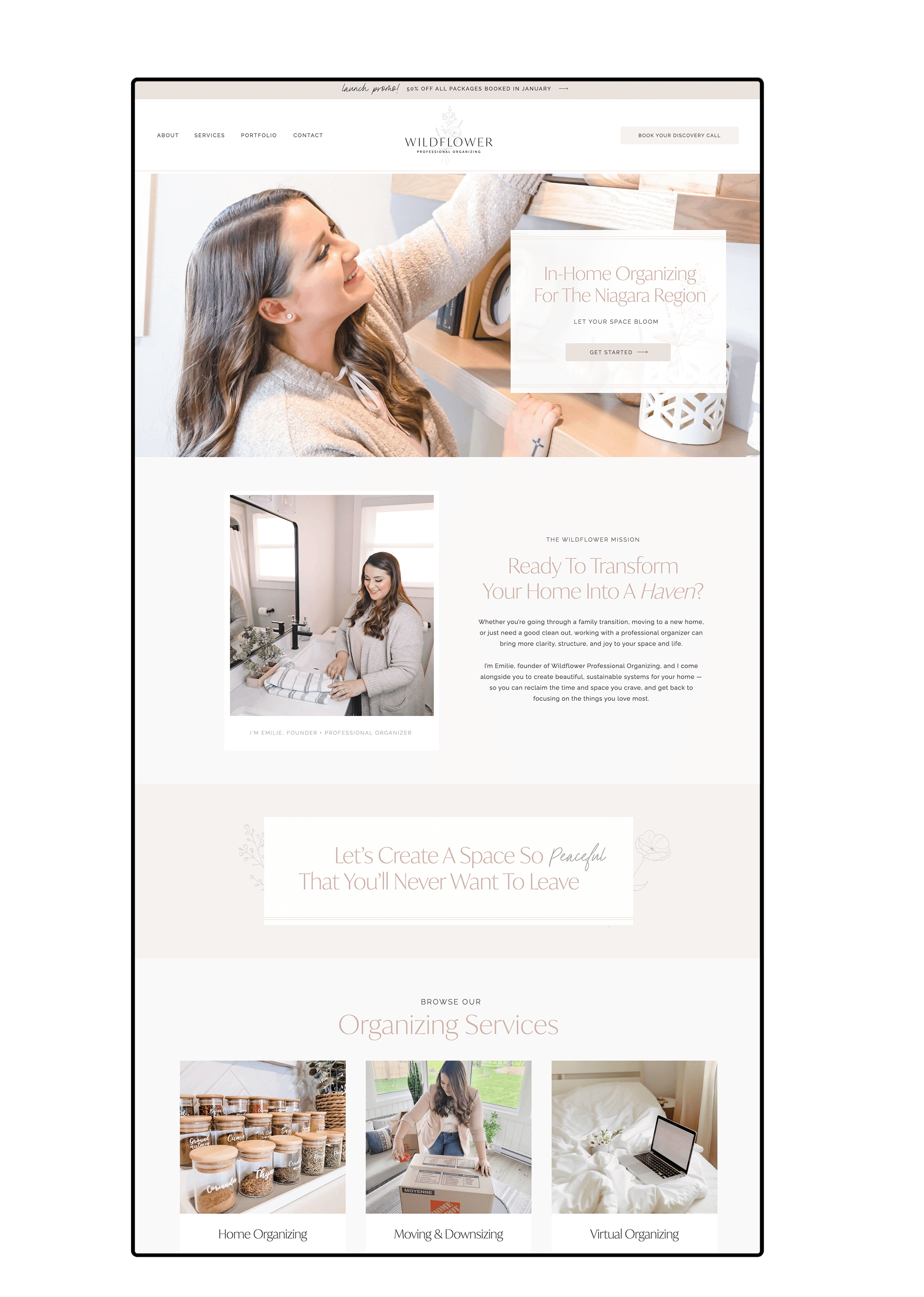 Professional Organizer Showit Website Design - Wildflower | CWD